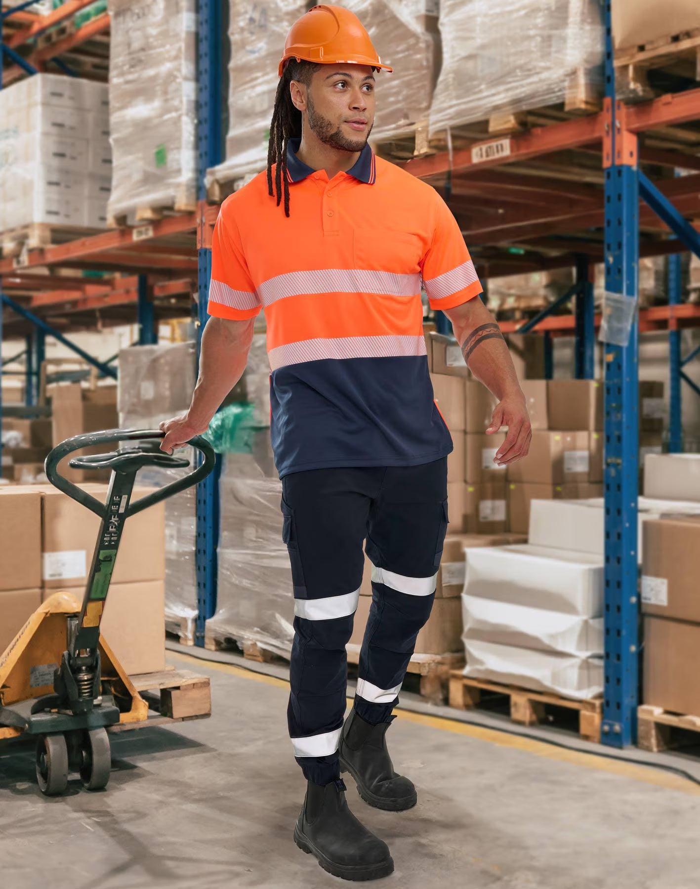 WP28HV Unisex Cotton Stretch Drill Cuffed Work Pants with Tapes ...